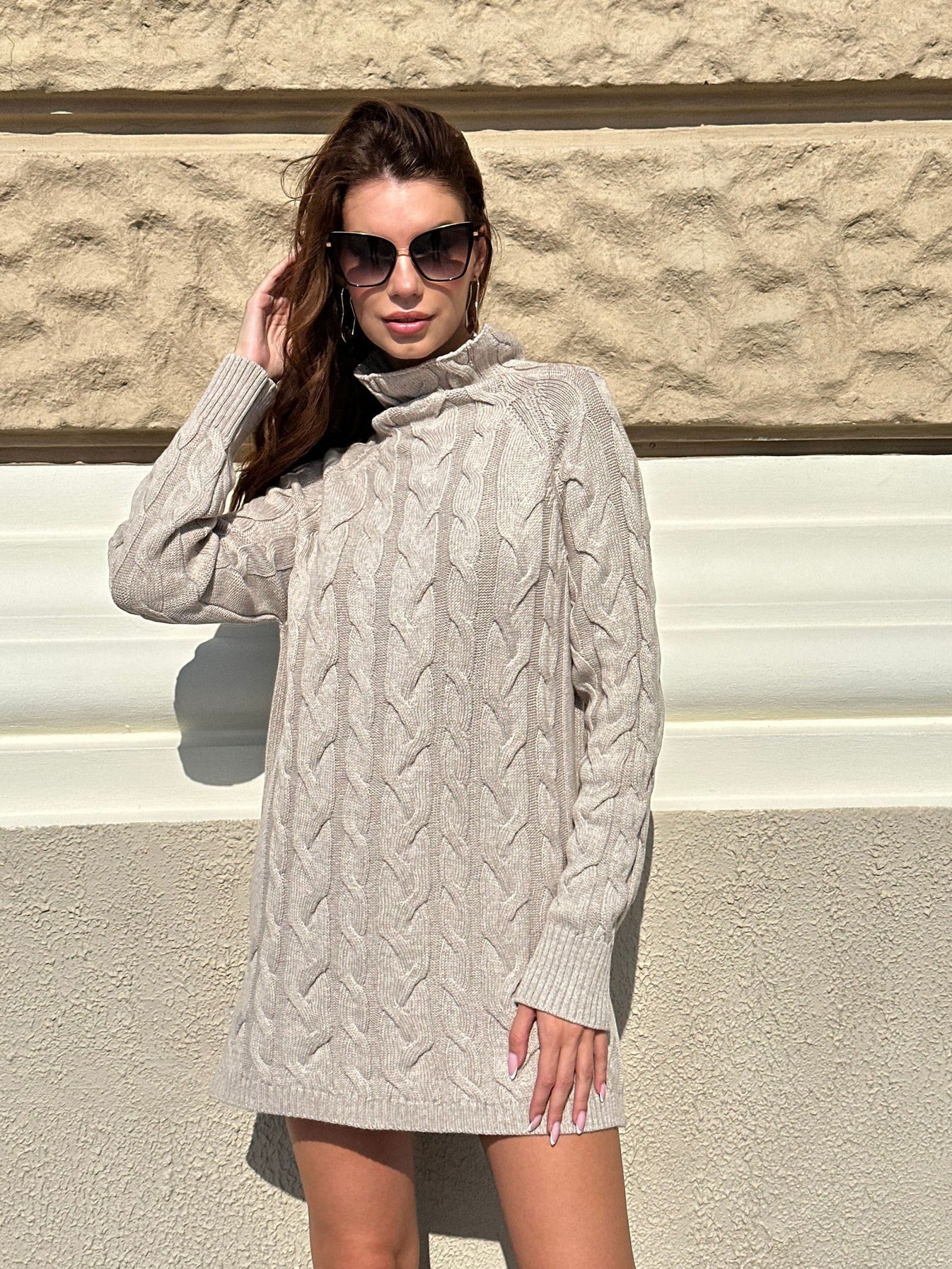 Cable Knit Jumper Dress - Cozy Knitwear – AALKAMI.London