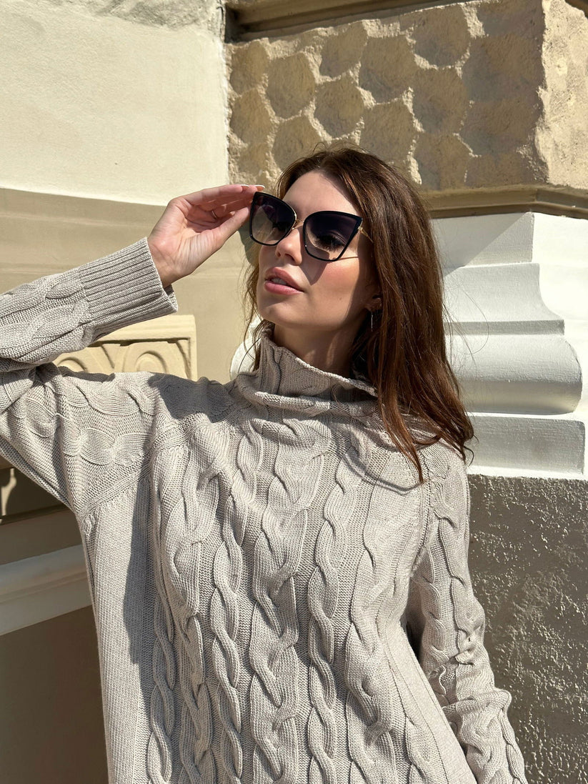 Cable Knit Jumper Dress - Cozy Knitwear – AALKAMI.London